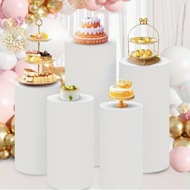 Cylinder Cake & Dessert Stands (Pedestal Plinths) – White – Event ...