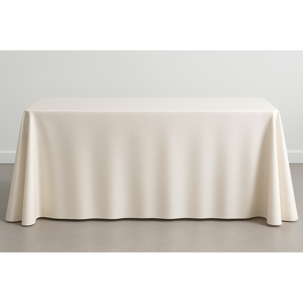 Premium Jacquard Tablecloth (8ft/6ft Rectangular Rental) -Ivory ...